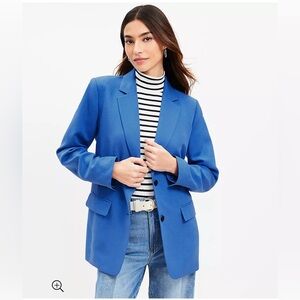 LOFT | Jackets & Coats | Loft Oversized Fluid Two Button Blue Blazer ...